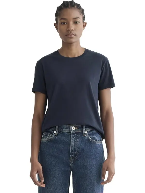Everlane Box-cut Essential Cotton T-shirt - Navy | No Pocket